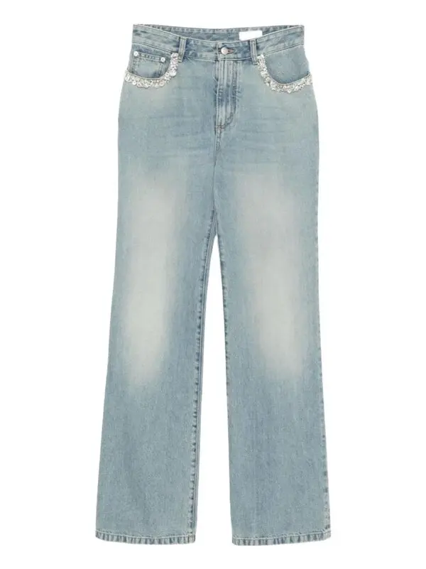Alexander McQueen Embellished Straight-leg Jeans - Blue