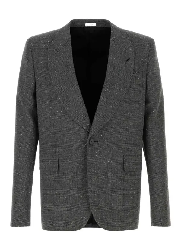 Alexander McQueen Single Breasted Embellished Jacket - Grey
