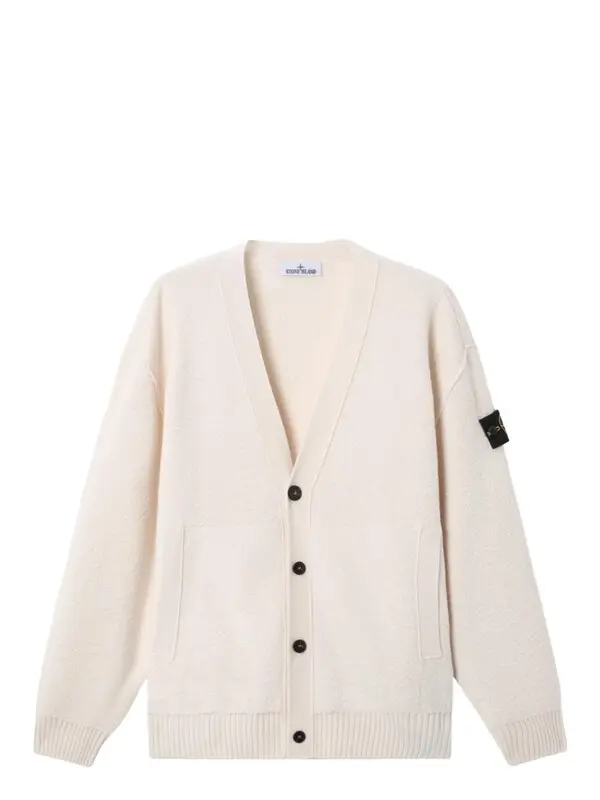 Stone Island V-neck Cardigan With Pockets - Ivory