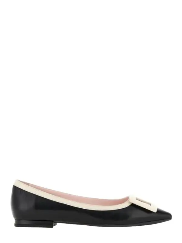 ROGER VIVIER Gommettine Pointed Toe Ballerinas - Black