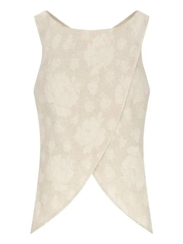 BALTÉR Ivory Bloom Floral Sleeveless Top - White