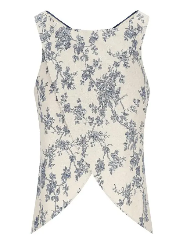 BALTÉR Ivory Bloom Floral Print Sleeveless Top - Blue