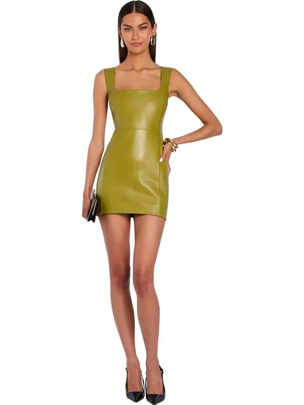 Retrofete Tilde Leather Mini Dress - Basil