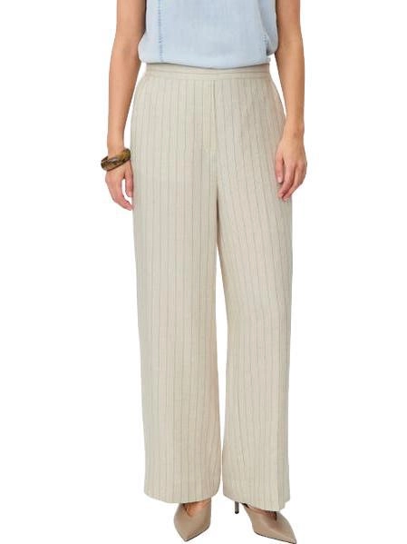MASAI COPENHAGEN Linen-blend Pinstripe Wide Leg Trousers - Fog
