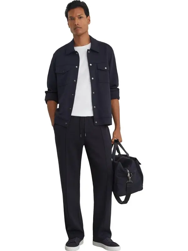 REISS Form Premium Interlock Straight-leg Joggers - Navy