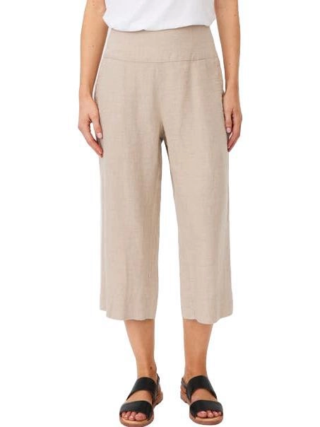 MASAI COPENHAGEN Linen Cropped Trousers With Smocked Waistband - Natural