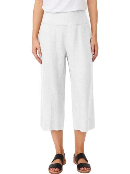 MASAI COPENHAGEN Linen Cropped Trousers With Smocked Waistband - White
