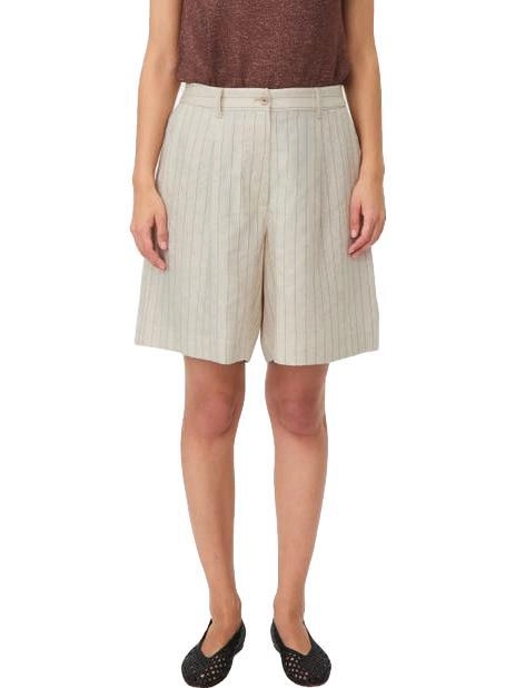 MASAI COPENHAGEN Pinstripe Linen-blend Wide-leg Shorts - Fog