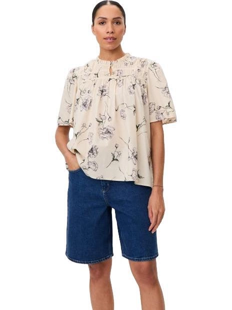 MASAI COPENHAGEN Floral Keyhole Blouse - Lavender