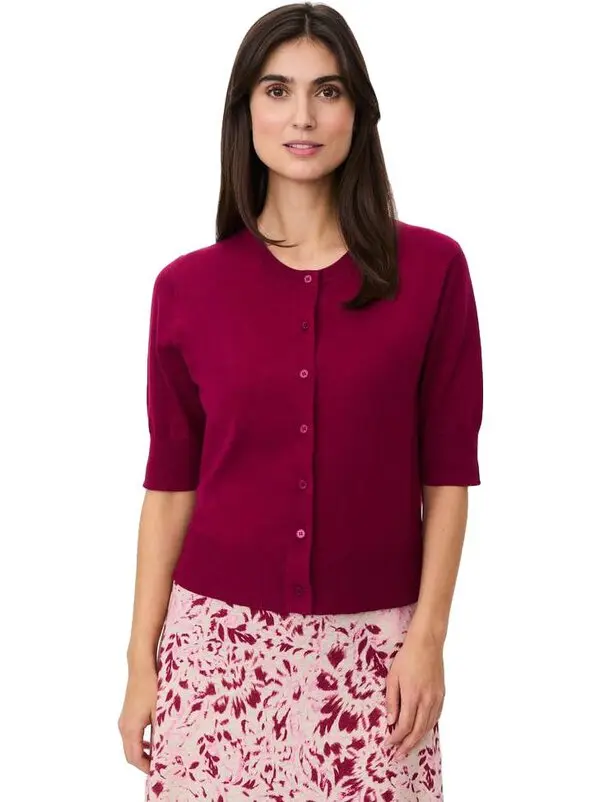MASAI COPENHAGEN Half-sleeve Knitted Cardigan - Beet Red