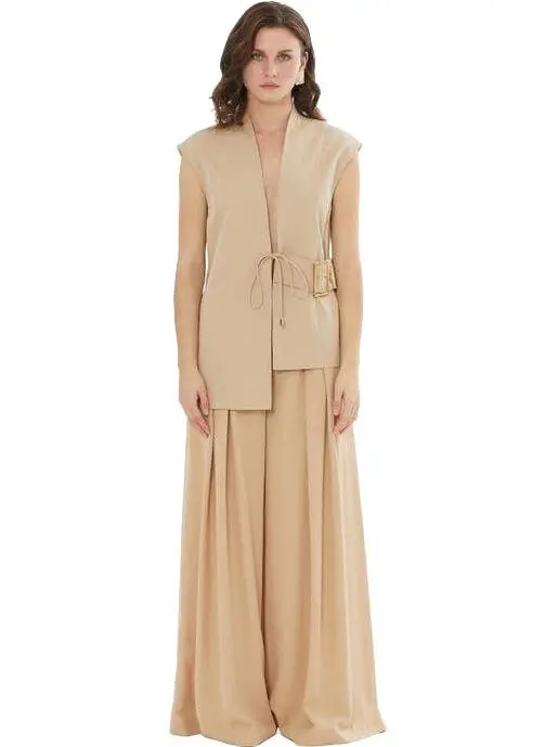 GIZIA Buckle Detail Vest - Beige