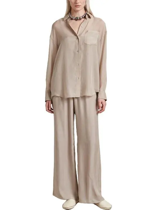 LA LIGNE Freya Silk Chiffon Shirt - Beige