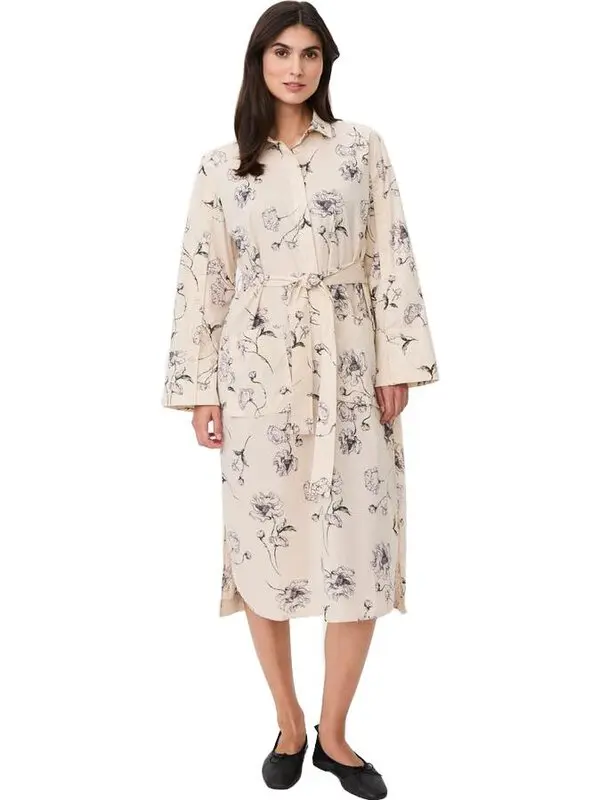 MASAI COPENHAGEN Floral Print Cotton Shirt Dress With Belt - Lavender