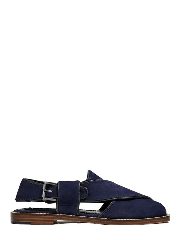 ÇAPLAIT Hara Handcrafted Suede Peshawari Sandals - Blue