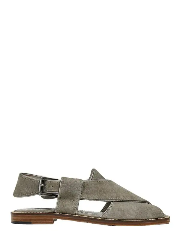 ÇAPLAIT Hara Handcrafted Suede Peshawari Sandals - Grey