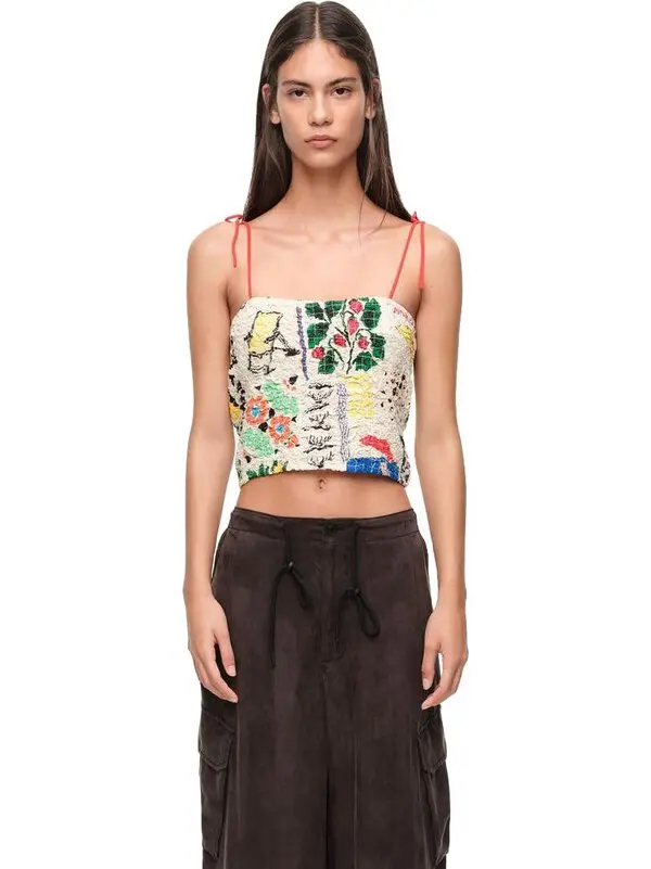 Bimba Y Lola Patchwork Ruched Strappy Top - Patchwork Summer