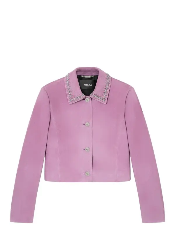 Versace Embellished Suede Effect Lambskin Blouson Jacket - Lilac