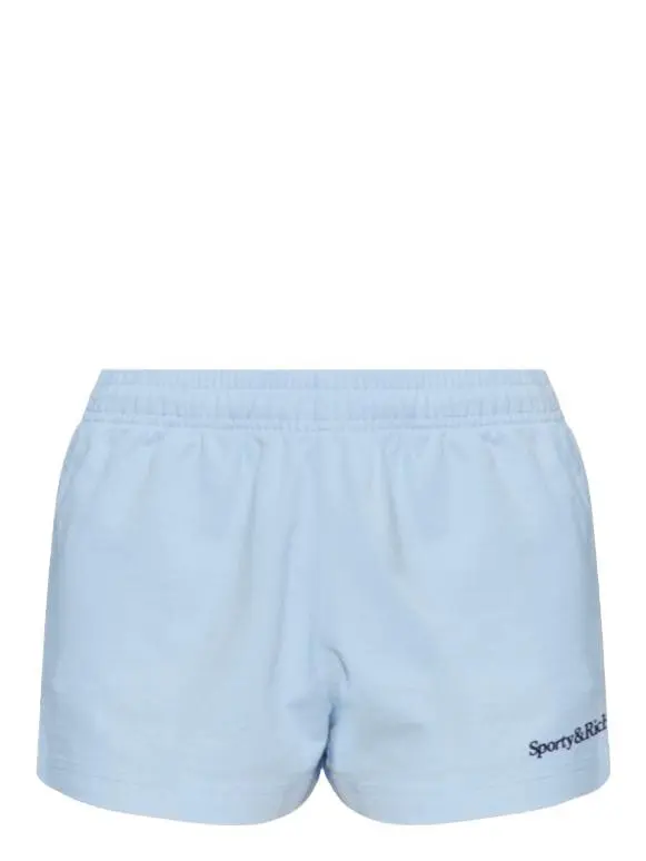 SPORTY  RICH Sporty & Rich Elastic Waist Shorts With Logo Detail - Blue