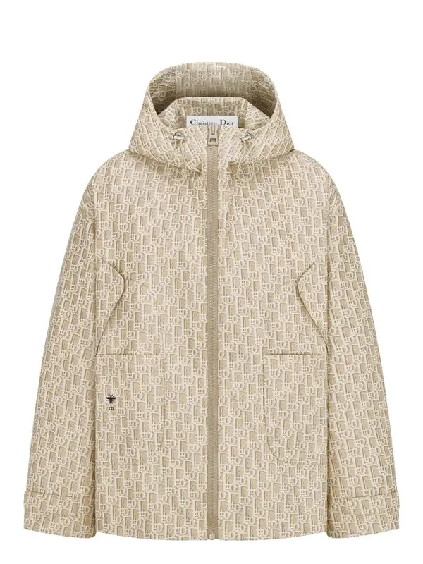 Dior Hooded Jacket With Oblique Motif And Bee Embroidery - Beige