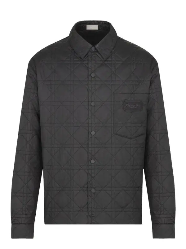Dior Quilted Long-sleeved Jacket With Logo Patch - Black