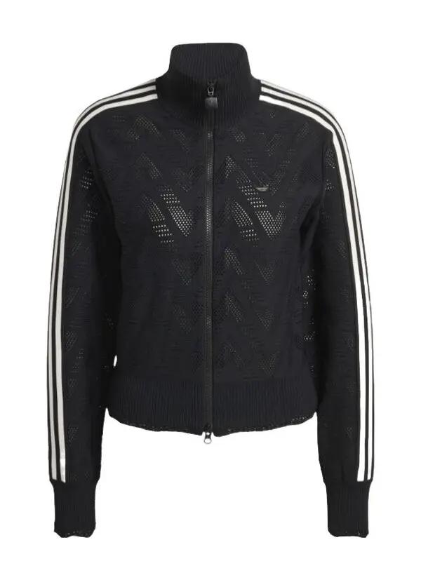 ADIDAS ORIGINALS Open Knit Zip Sweatshirt - Black/black