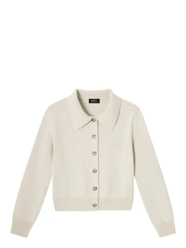 A.p.c. Wool Collared Cardigan - Putty Grey
