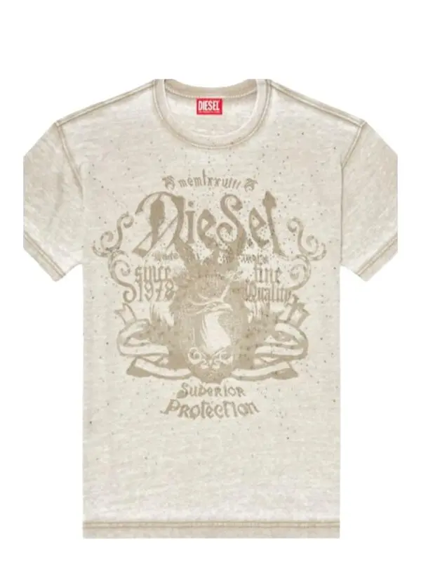 DIESEL® T Norm Aa 8 Studded Graphic T-shirt - Beige