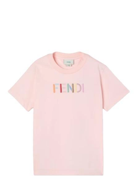 Fendi Logo Embroidered Short-sleeve T-shirt - Pink