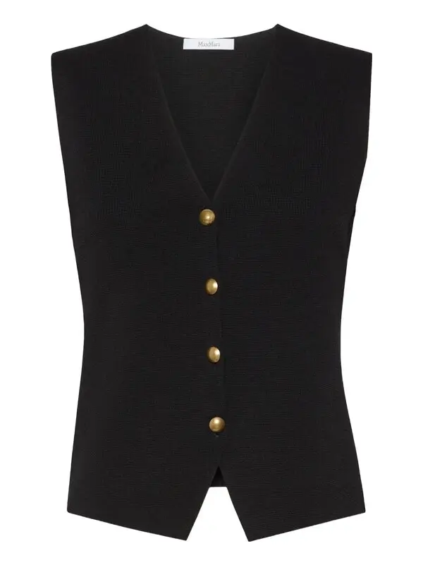 Max Mara Viscose Crepe Yarn Gilet - Black