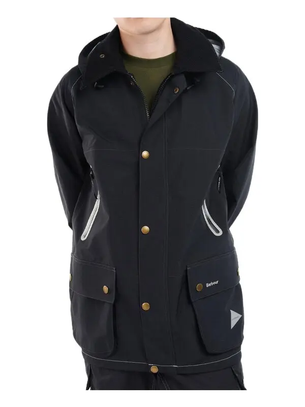 Barbour X And Wander Logo-printed Hooded Jacket - Black