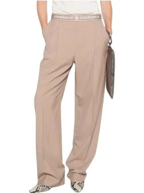 Casablanca Elastic Waist Trousers With Letter Detailing - Libro