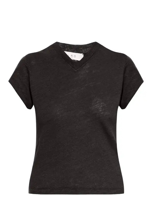 IRO PARIS Short-sleeved V-neck Knit Top - Black