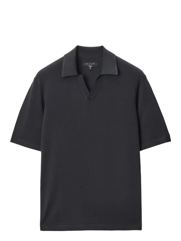 Rag & Bone Short-sleeved Knit Polo Shirt - Black