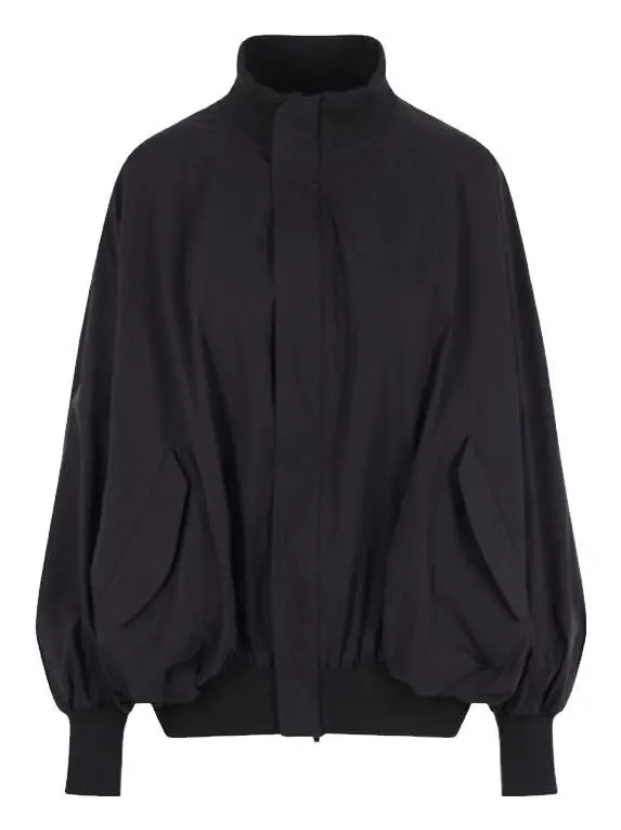 Yohji Yamamoto Long Sleeve Casual Jacket With High Neck - Black