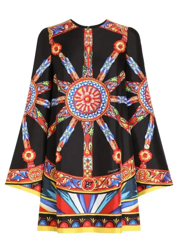 Dolce & Gabbana Carretto Print Long Sleeve Dress - No