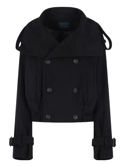 Yohji Yamamoto Short Double-breasted Coat - Black