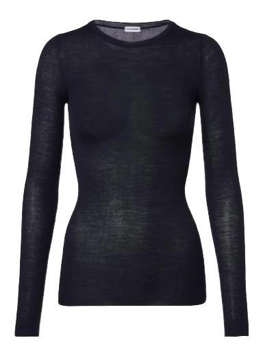JIL SANDER Ribbed-knit Wool Crewneck Sweater - Blue