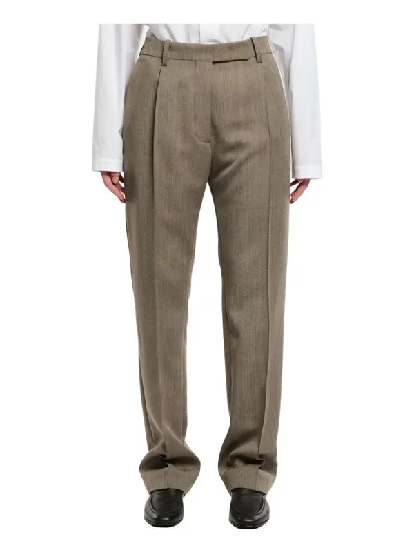 Studio Nicholson Straight Leg Pin Tuck Tailored Trousers - Gray