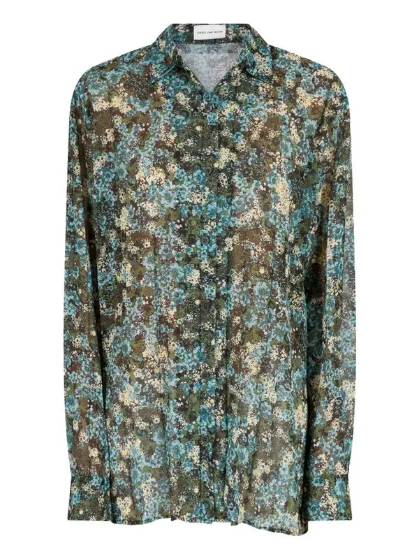 Dries Van Noten Printed Long-sleeved Shirt - Green