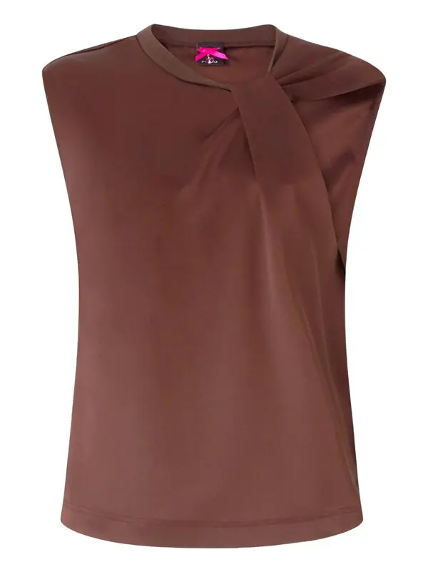 Pinko Draped Padded-shoulder Sleeveless Top - Brown