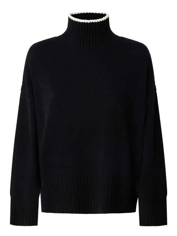Pinko Contrast-trim Roll-neck Sweater - Black