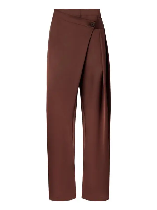 Pinko Asymmetrical Waistband Pleated Trousers - Brown