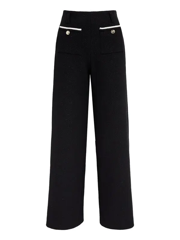 Maje Tweed Wide-leg Trousers - Black