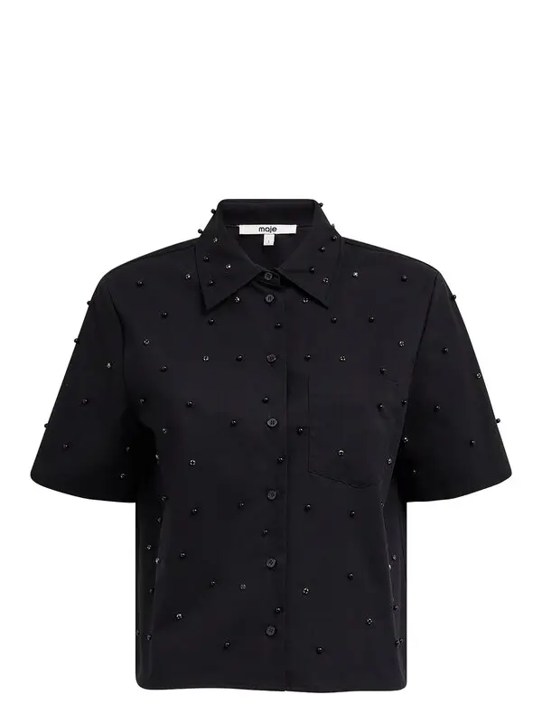 Maje Embellished Cotton Shirt - Black