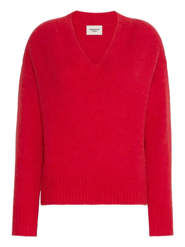 Max Mara Alpaca-blend V-neck Sweater - Red
