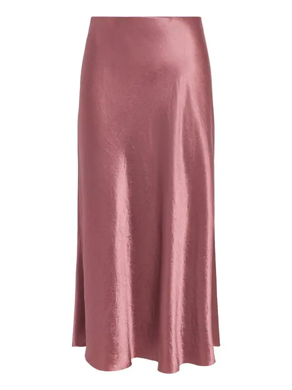 Vince Crinkle Satin Midi Skirt - Red