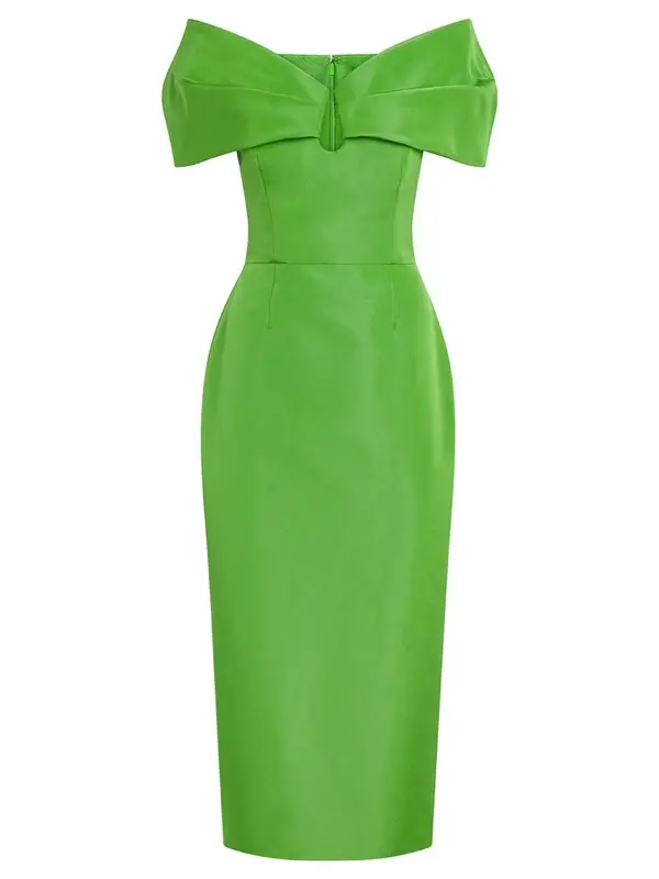 Carolina Herrera Silk Faile Off-the-shoulder Maxi Dress - Green