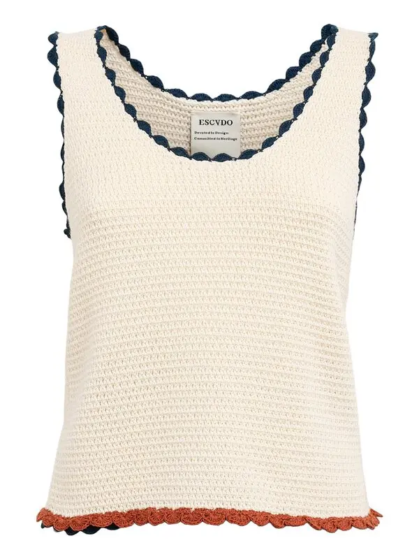 Escvdo Crochet Santos Top - White