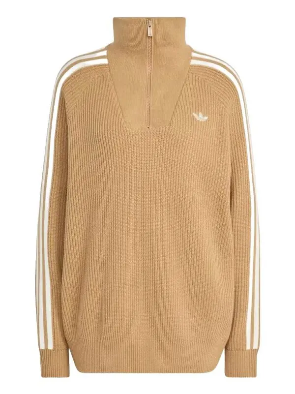 ADIDAS ORIGINALS Funnel Neck Quarter Zip Sweatshirt - Nude