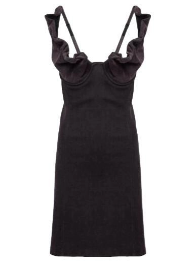 Y/project Ruffled Denim Mini Dress - Black